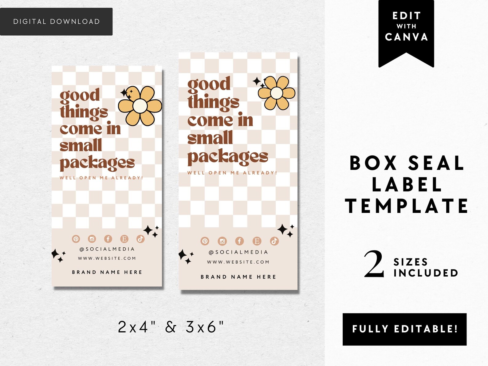 Retro Box Label Canva Template, Editable Packaging Label, Order ...