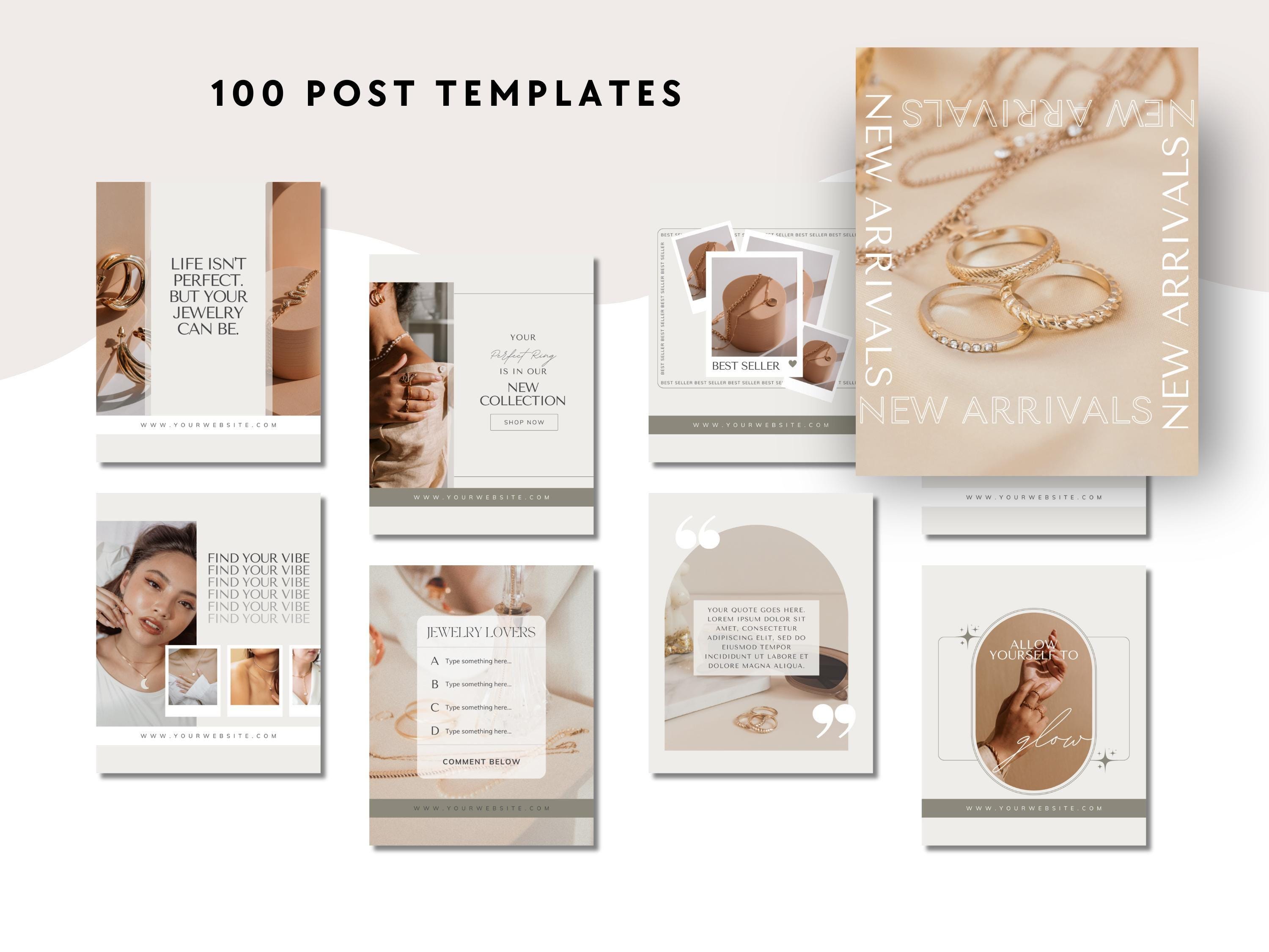 Instagram Posts for Jewelry Canva Template, Elegant Neutral Jewelry ...