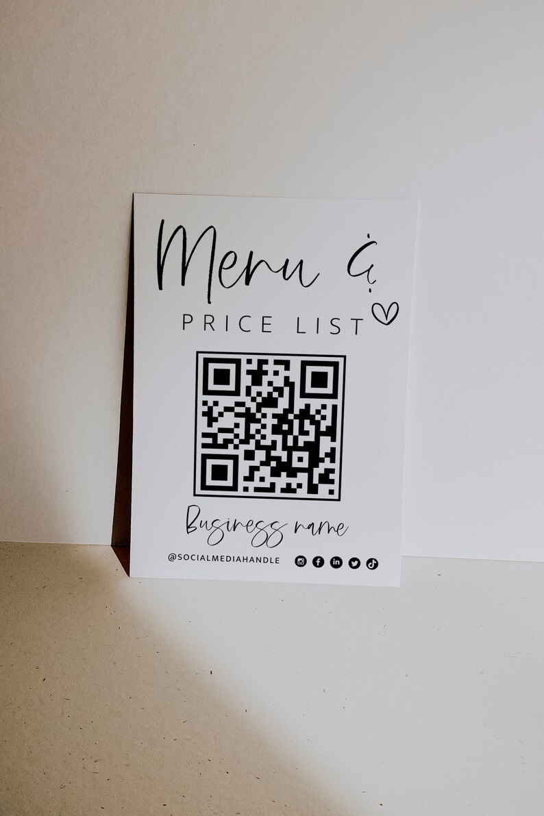 Printable Menu & Price List QR Code Sign Template Editable - Etsy UK