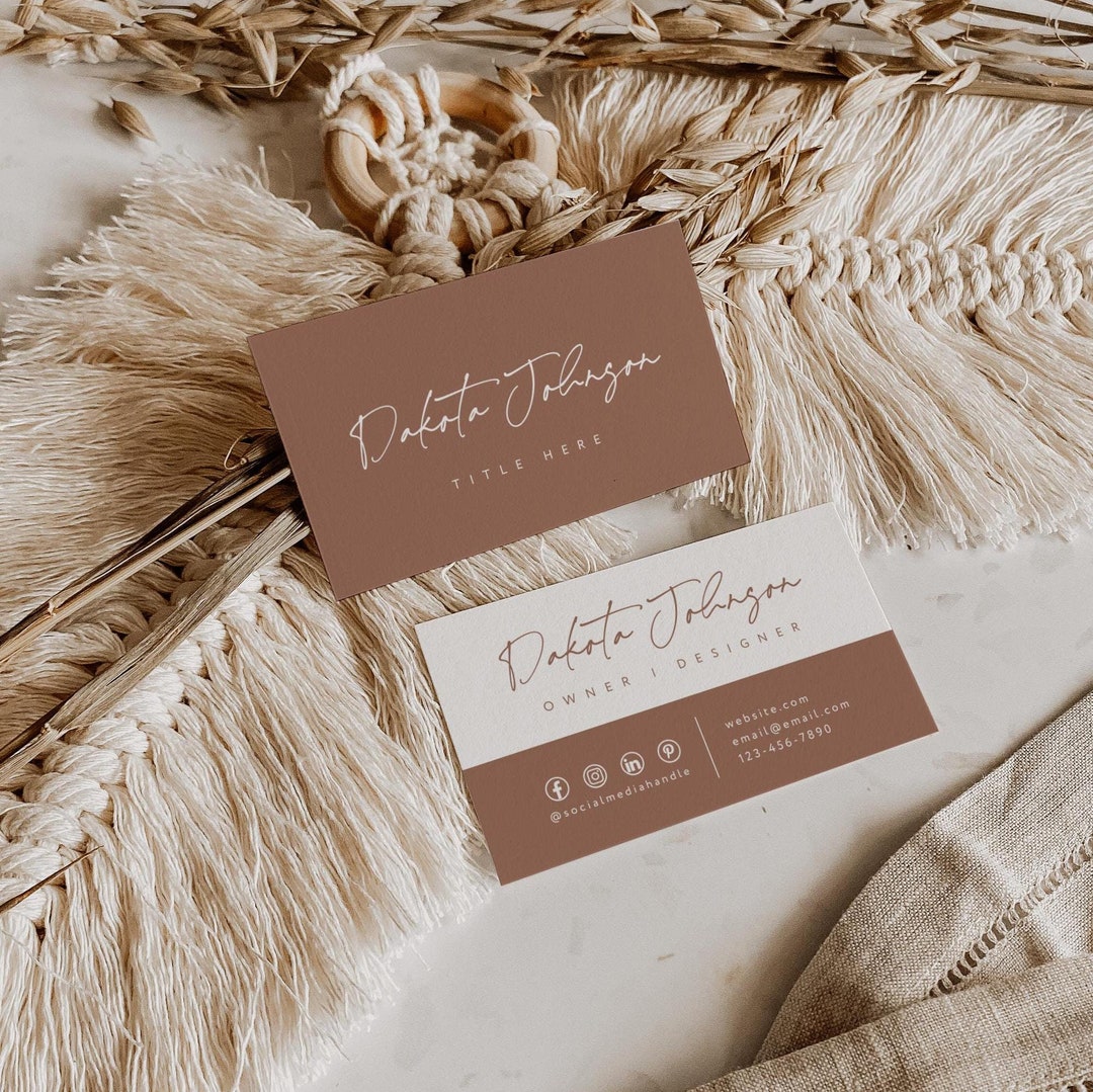 Boho Business Card Canva Template, Instant Download, Modern Feminine ...