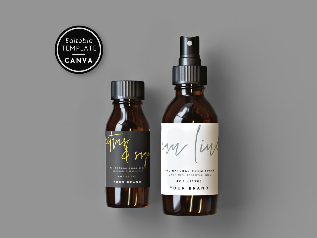 Bottle Label Template, Editable Room Spray Label Template, 2x2 3x2, DIY ...