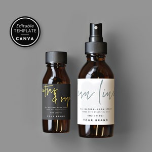 Bottle Label Template, Editable Room Spray Label Template, 2x2 3x2, DIY ...