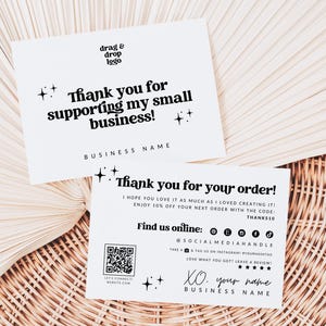 Box Label & Matching Thank You Card Canva Template Bundle, DIY Business ...