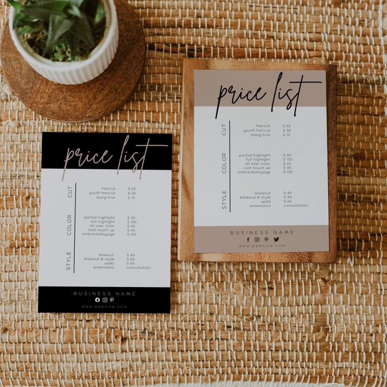 DIY Printable Price List Template Editable Price Sheet | Etsy