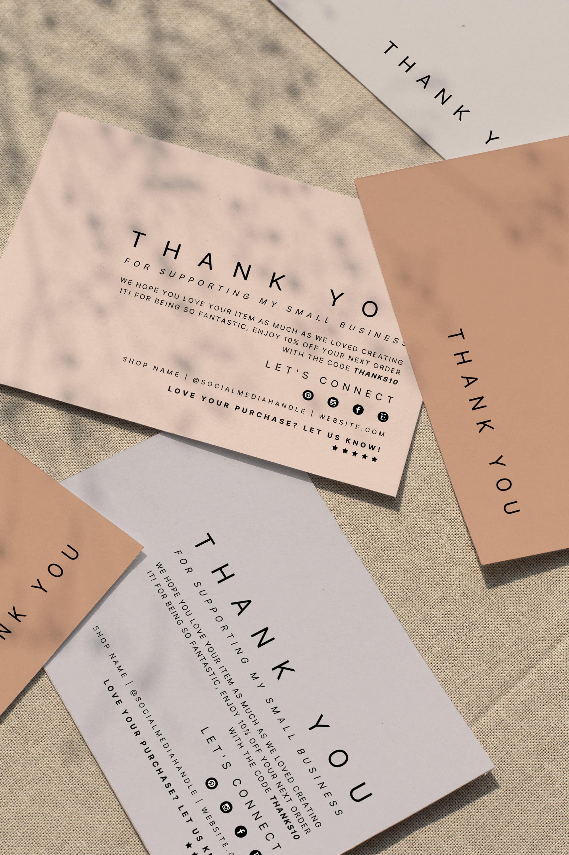 Box Label & Matching Thank You Card Template Bundle, DIY Business Thank ...