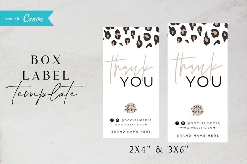 Leopard Box Label Template Editable Packaging Labels Order - Etsy