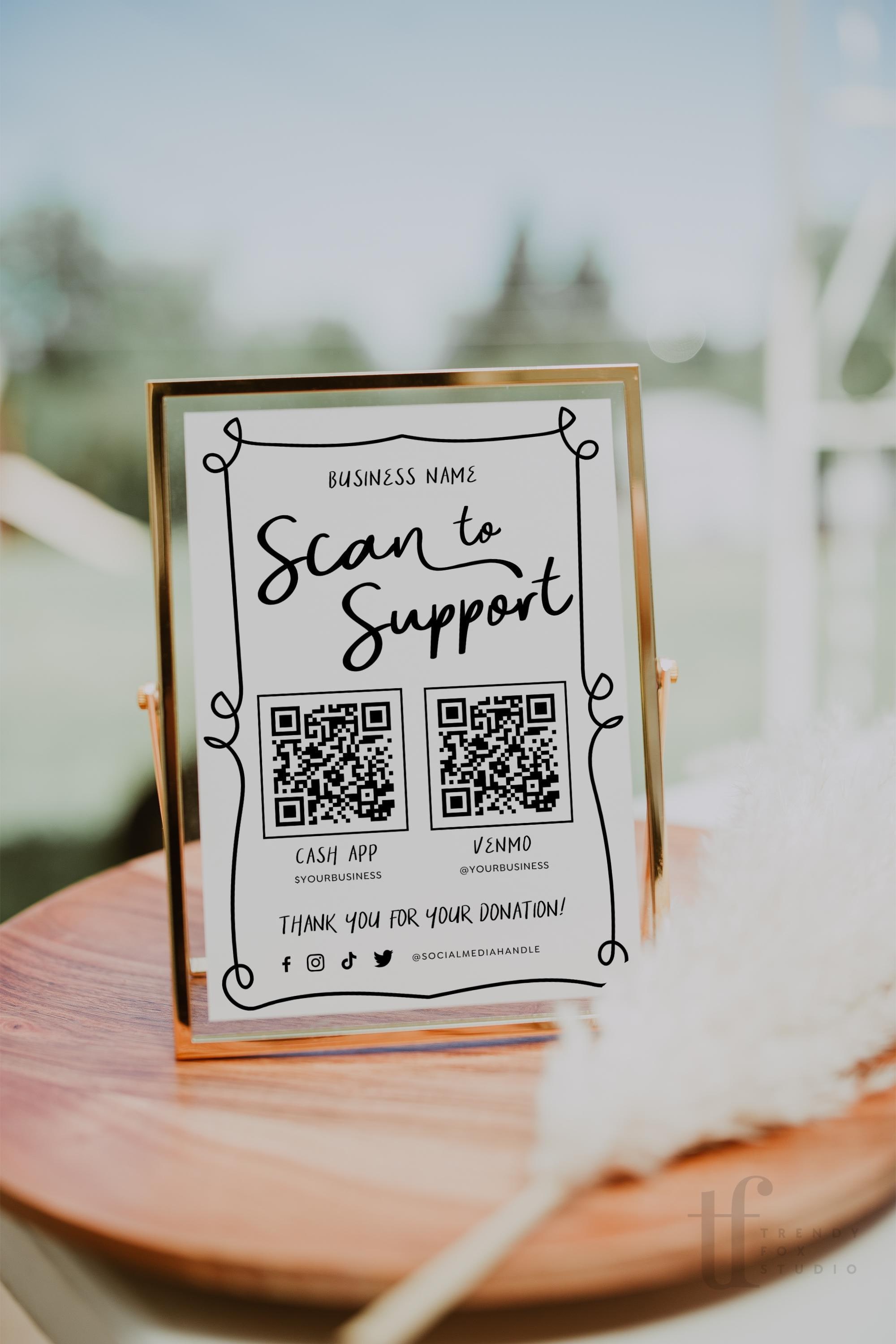 Whimsical Scan to Support QR Code Sign Canva Template, Printable Scan ...