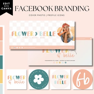 Rainbow Facebook Cover Template, Pastel Facebook Banner, Facebook Icon ...