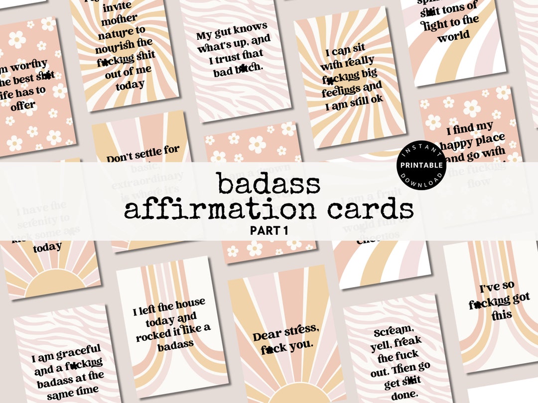 Printable Badass Affirmation Cards Sweary Affirmation Deck Motivational ...