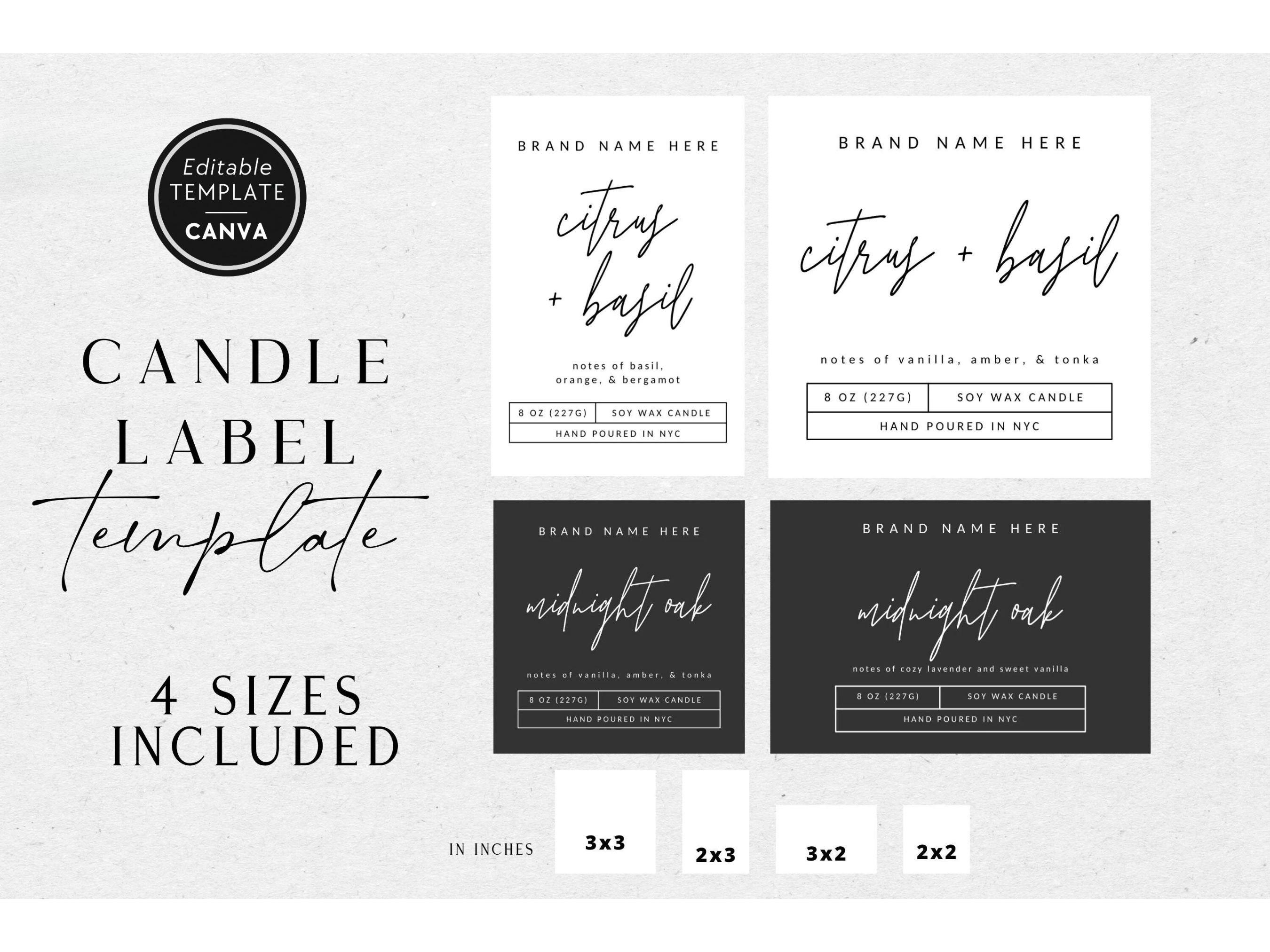 Modern Candle Label Template, Editable Candle Label Design ...
