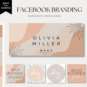 Boho Facebook Cover Canva Template, Neutral Blush Facebook Banner ...