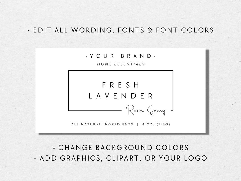 Editable Product Label Template Room Spray Label Template - Etsy