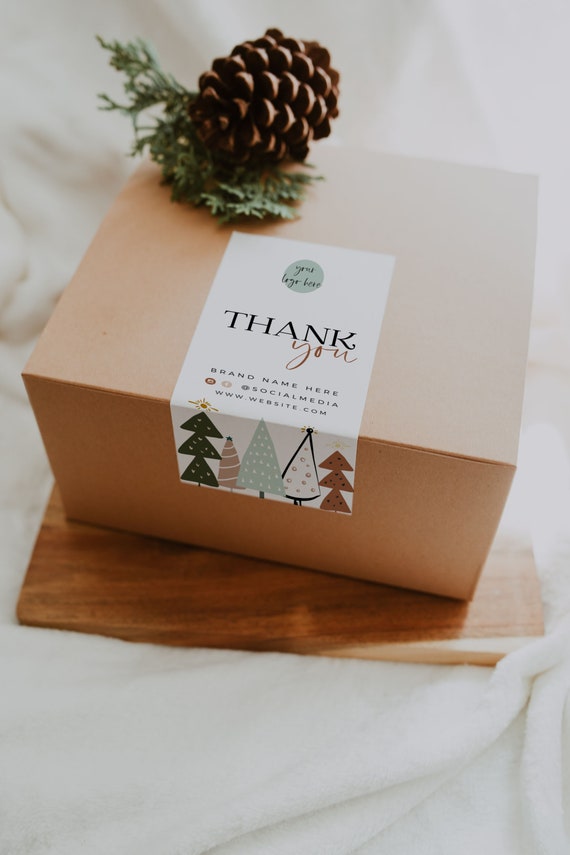 Holiday Box Label Template Editable Christmas Packaging - Etsy