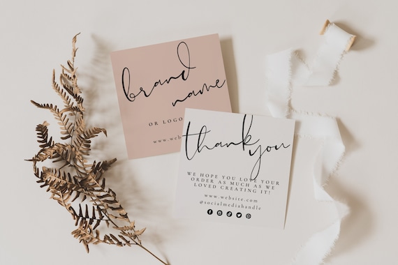 Printable Luxury Thank You Card Template Square Business Card - Etsy