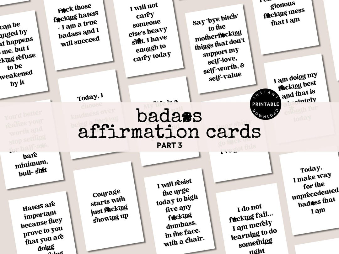 Printable Badass Affirmation Cards Sweary Affirmation Deck Motivational ...
