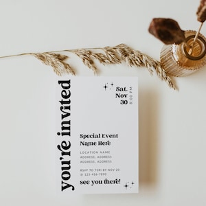 Retro Business Invitation Template, Special Event Invitation, Digital ...