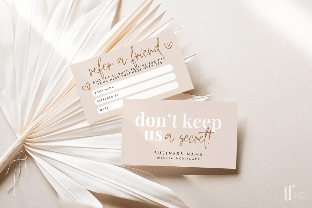 Boho Refer A Friend Business Card Template, Printable Referral Discount ...
