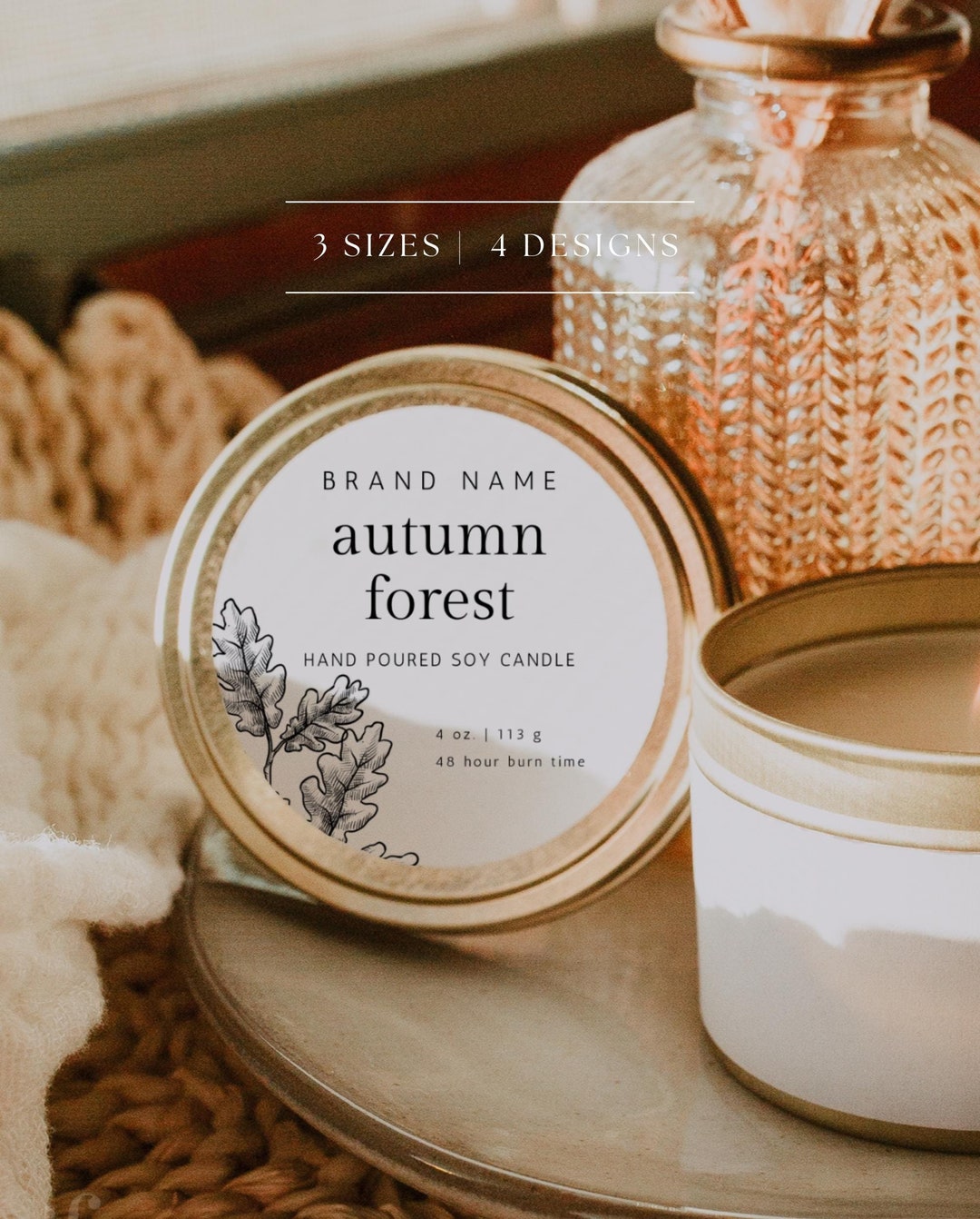 Fall Round Candle Label Canva Template, Editable Autumn Candle Label ...