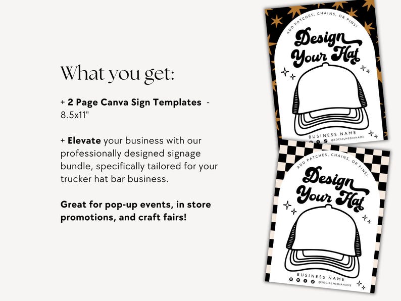Trucker Hat Design Canva Template, Editable Hat Bar Patch Layout ...