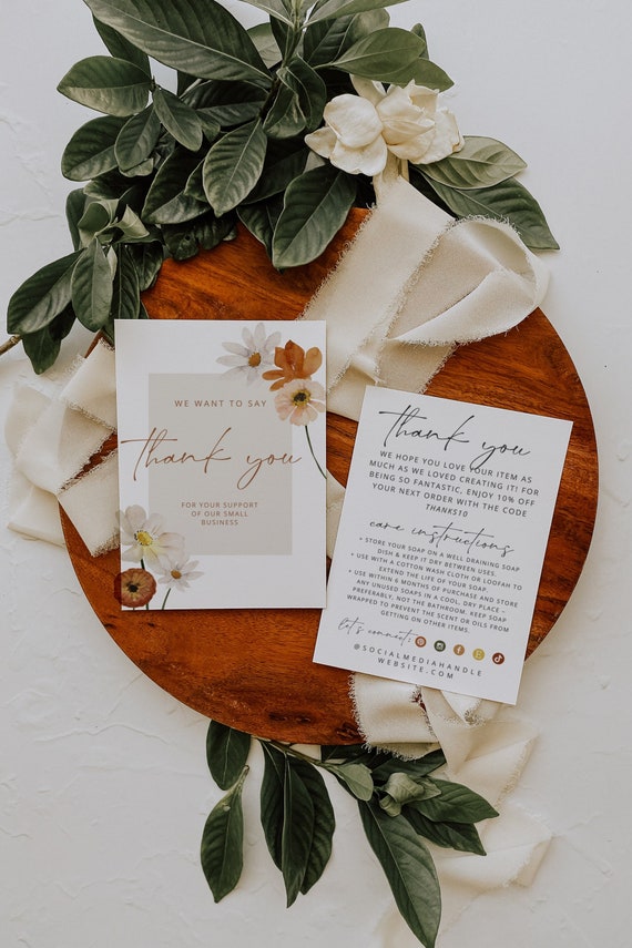 Editable Care Card Template Printable Business Thank You Card | Etsy