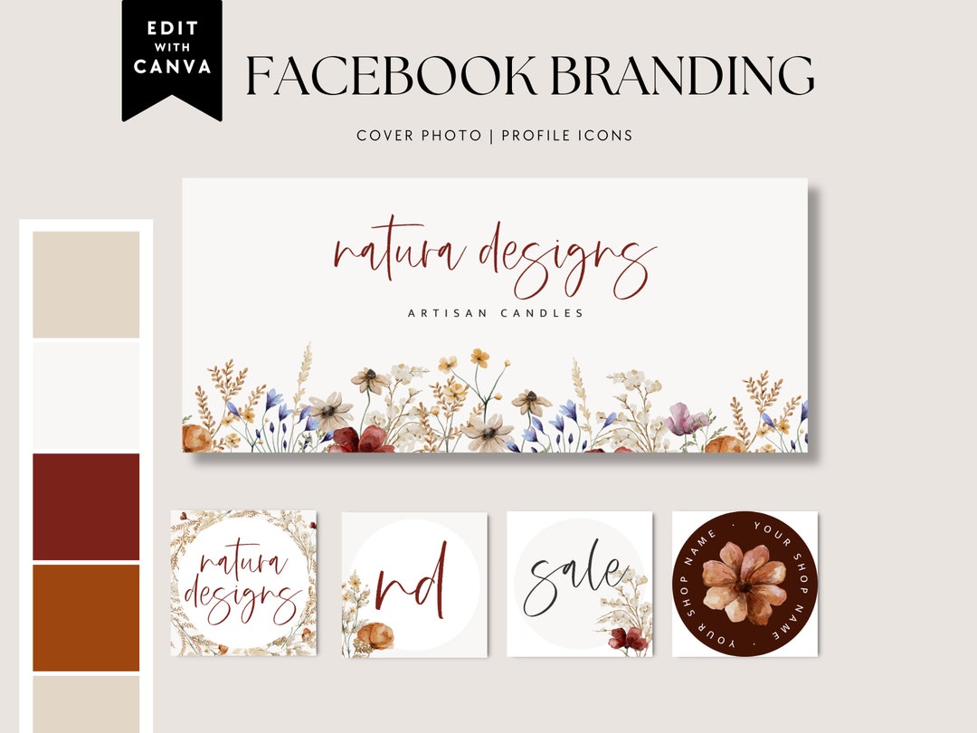 Boho Facebook Cover Template, Facebook Banner, Wildflower Facebook ...
