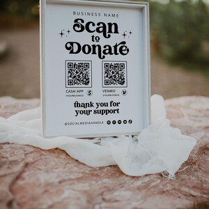 Retro Scan to Support Sign Template, QR Code Sign, Printable Donation ...