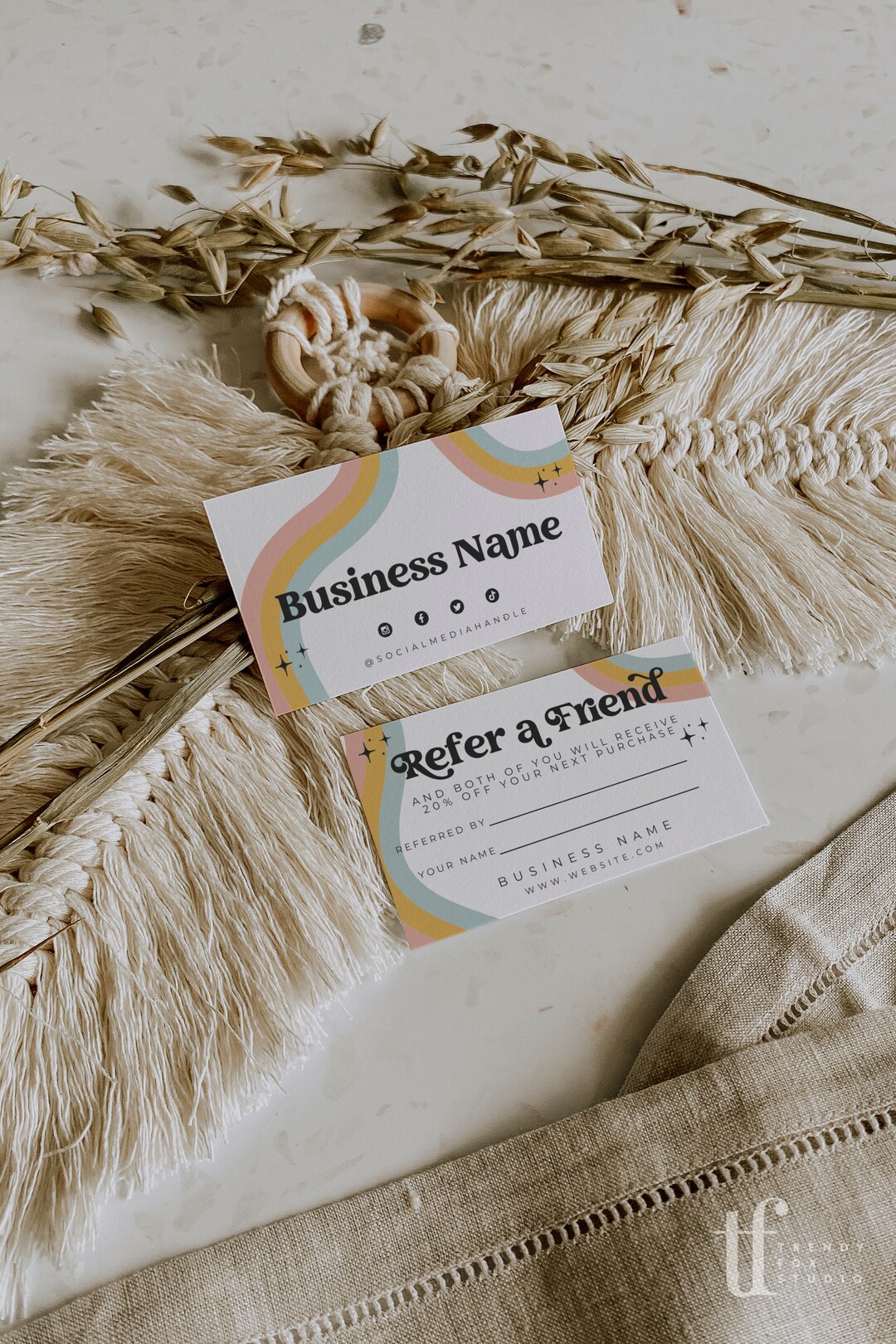 Refer A Friend Business Card Template Printable Referral - Etsy