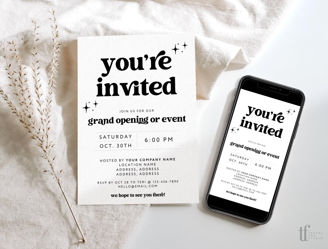 Retro Business Invitation Template, Special Event Invitation, Digital ...
