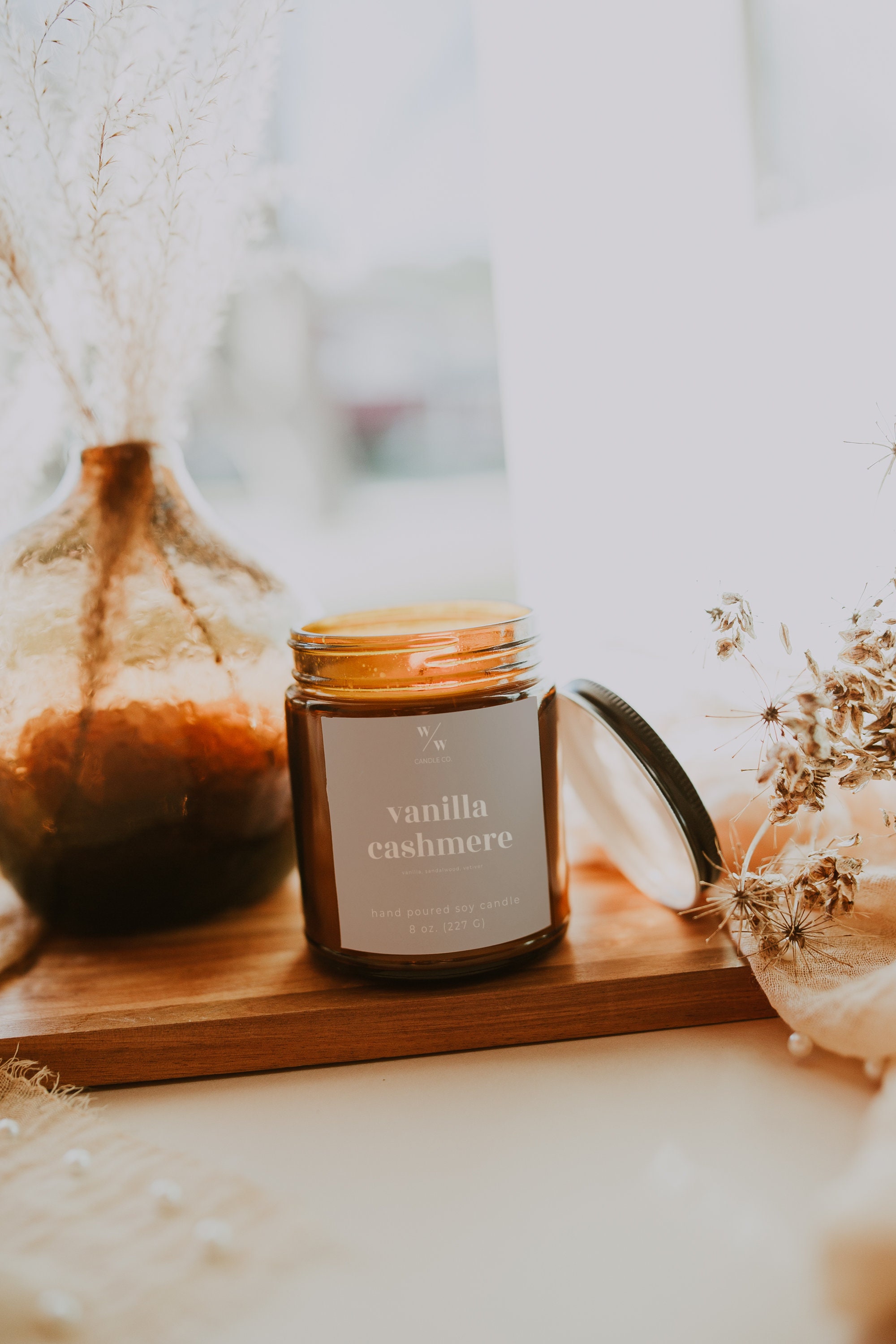 Candle Label With Matching Candle Care Card Canva Template, Neutral ...