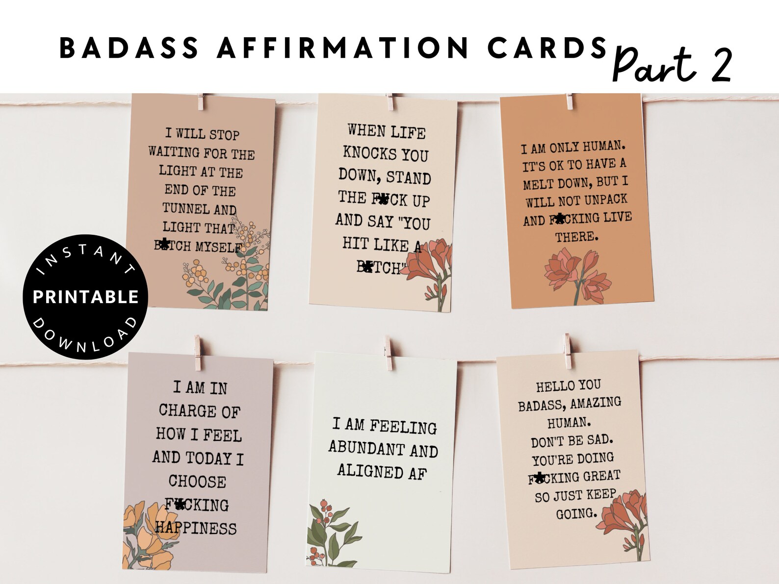 Printable Badass Affirmation Cards Sweary Affirmation Deck - Etsy