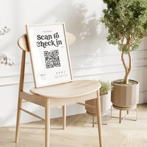 Scan to Check-in Welcome Sign Canva Template With QR Code, 1 Page ...
