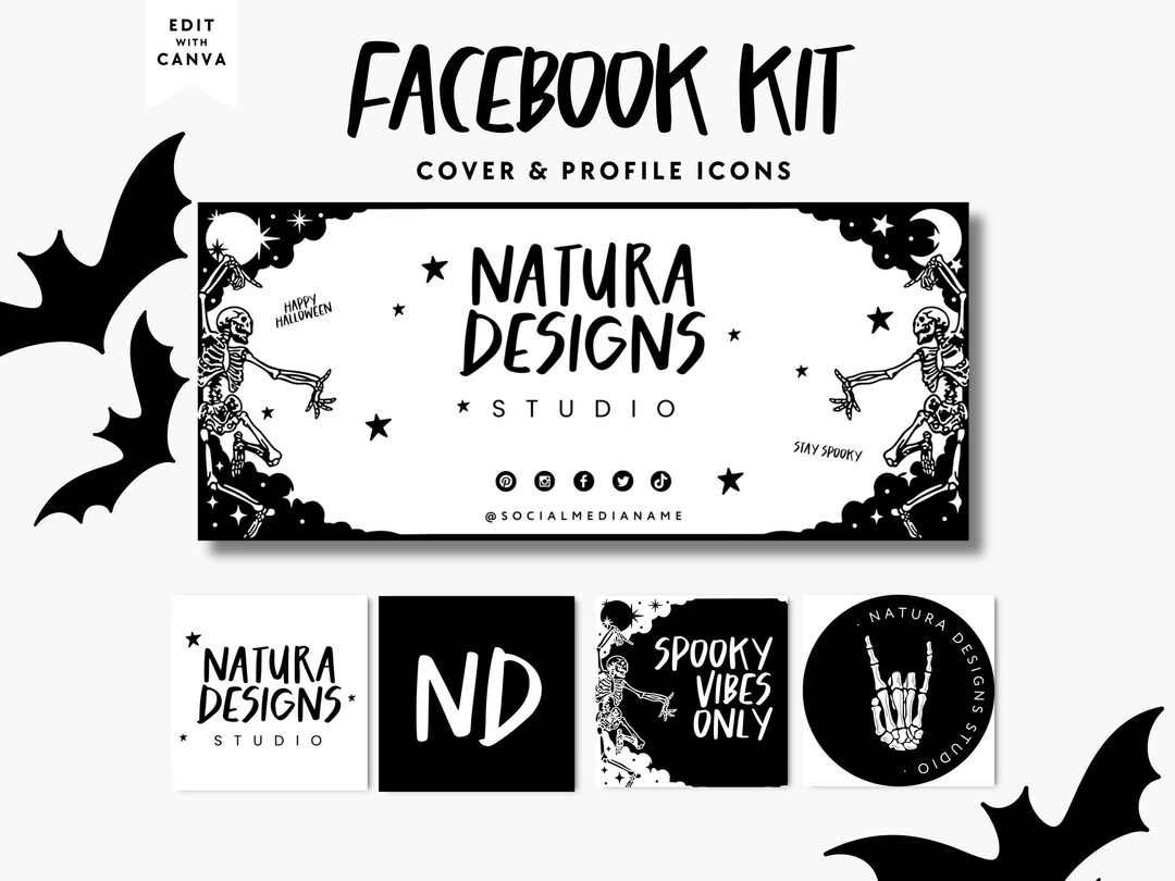 Spooky Halloween Facebook Cover Canva Template, Creepy Goth Halloween ...
