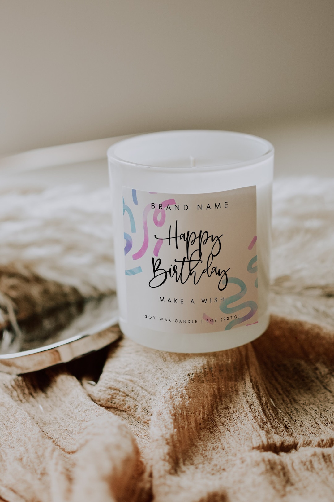 Happy Birthday Candle Label Template, Editable Candle Label Design ...
