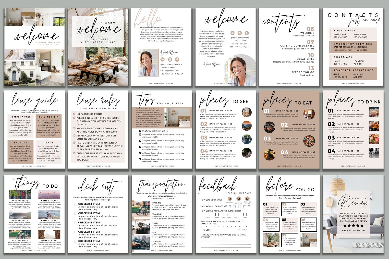 Airbnb Welcome Book Template Editable Welcome Guide Canva | Etsy