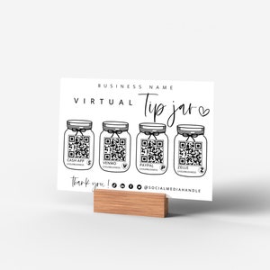 Printable Virtual Tip Jar Venmo Cashapp Payment Sign, QR Code Sign ...