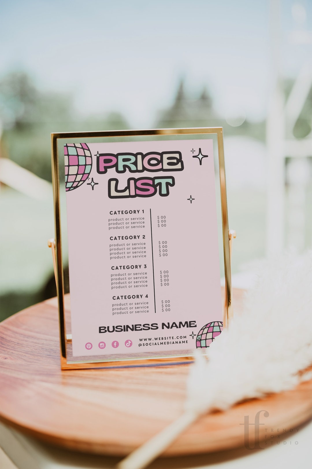 Retro Disco Price List Canva Template, Printable Payment Sign, Editable ...