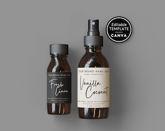 Editable Spray Bottle Label Template 2x2 DIY Square Label for Body ...