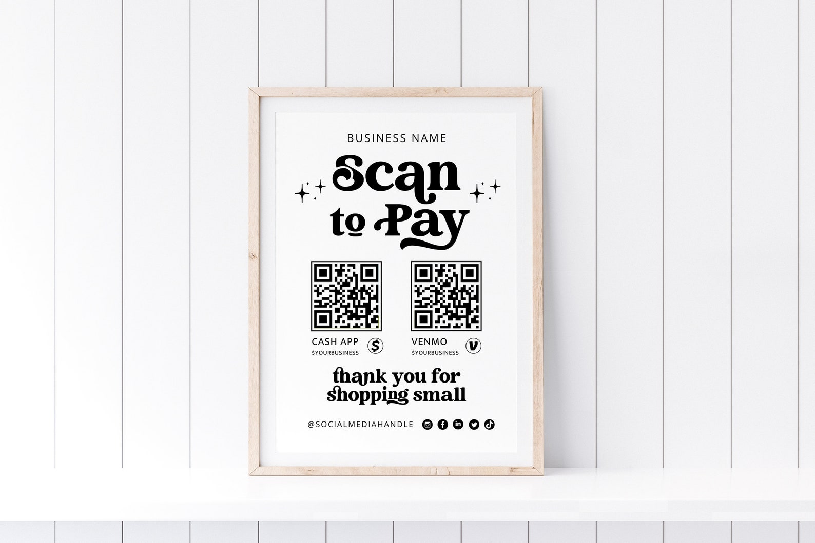 Editable Scan to Pay Sign QR Code Sign Template Printable | Etsy