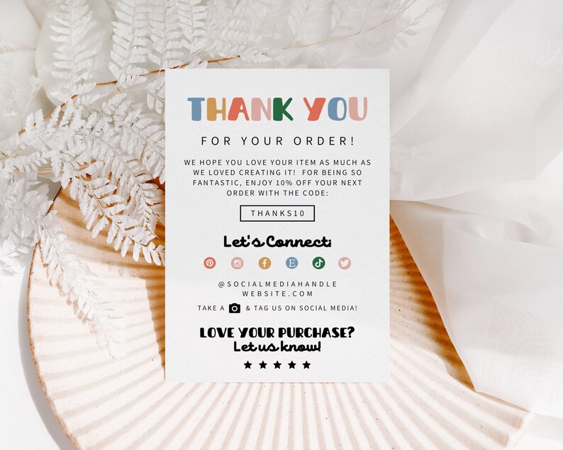 Rainbow Small Business Thank You Card Template, Colorful Editable ...