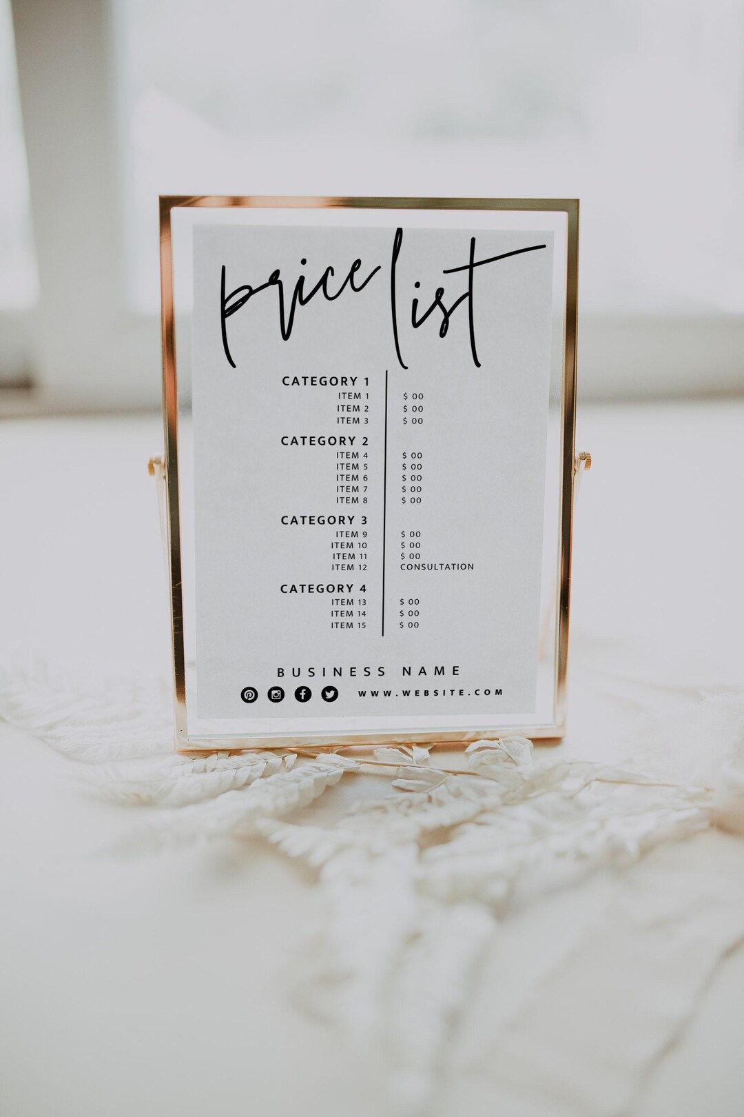 DIY Printable Price List Template, Editable Price Sheet, Pricing List ...