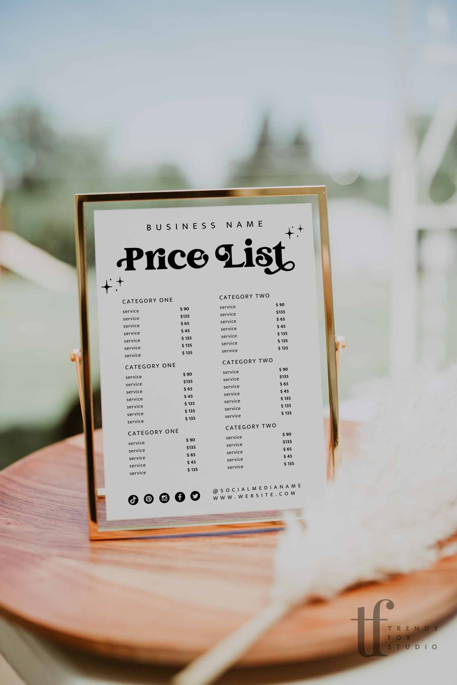 Retro Price List Canva Template, Printable Pricing Sign, Editable ...