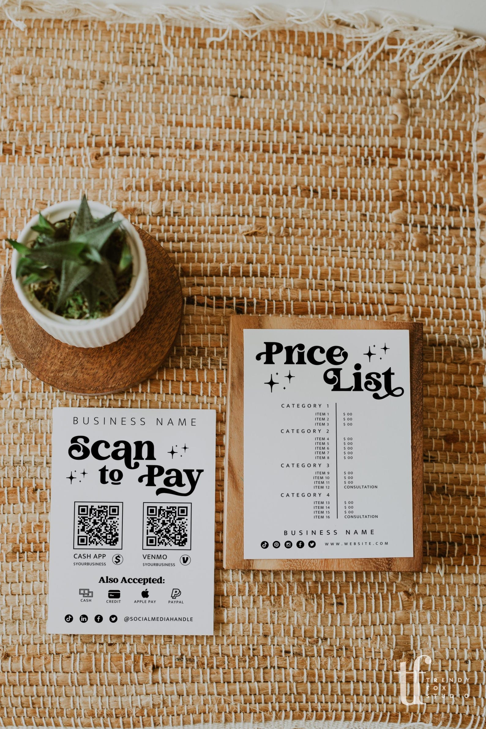Retro Scan to Pay Sign & Price List Template, QR Code Sign, Printable ...