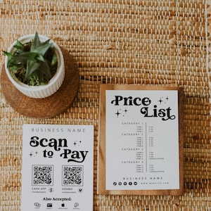 Retro Scan to Pay Sign & Price List Template, QR Code Sign, Printable ...