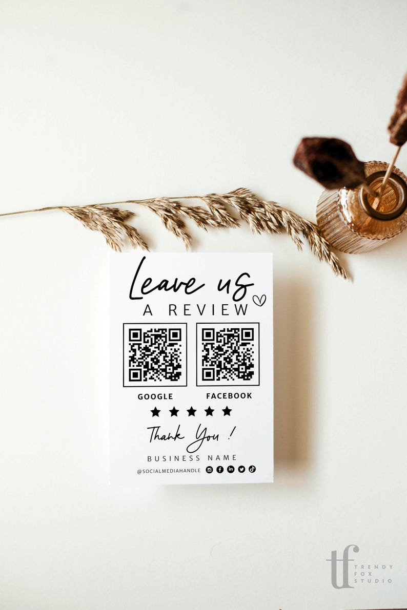 Ask for Review QR Code Sign Canva Template, Google Facebook Business ...