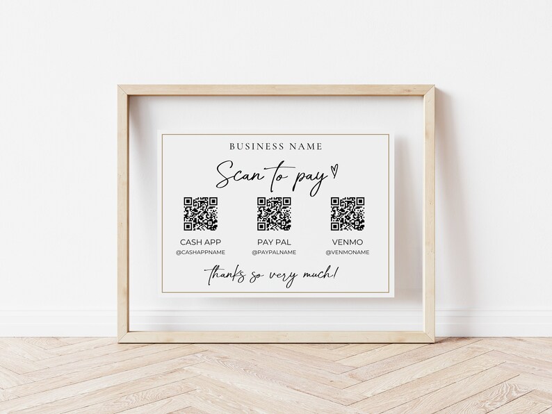 Printable Payment Sign QR Code Sign Template Scan to Pay - Etsy