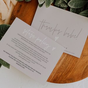 EDITABLE Business Thank You Card, Clothing Return Policy Instructions ...