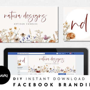 Boho Facebook Cover Template Facebook Banner Wildflower - Etsy