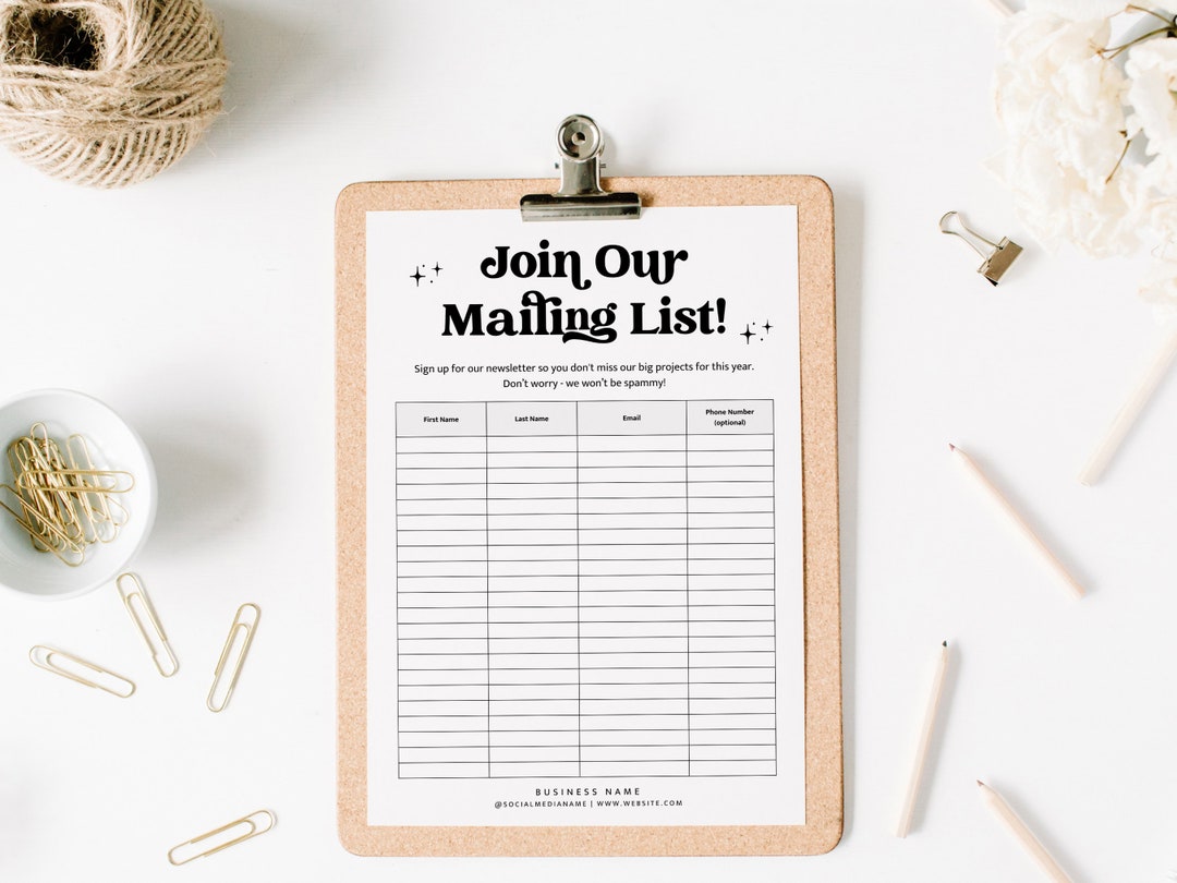 Retro Email List Template Canva, Printable Email Collection Sheet ...