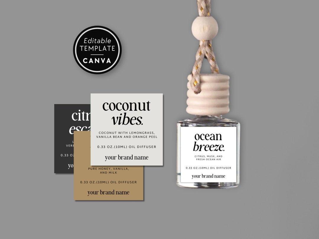 Car Diffuser Label Template Canva, Editable Product Label Template, DIY ...