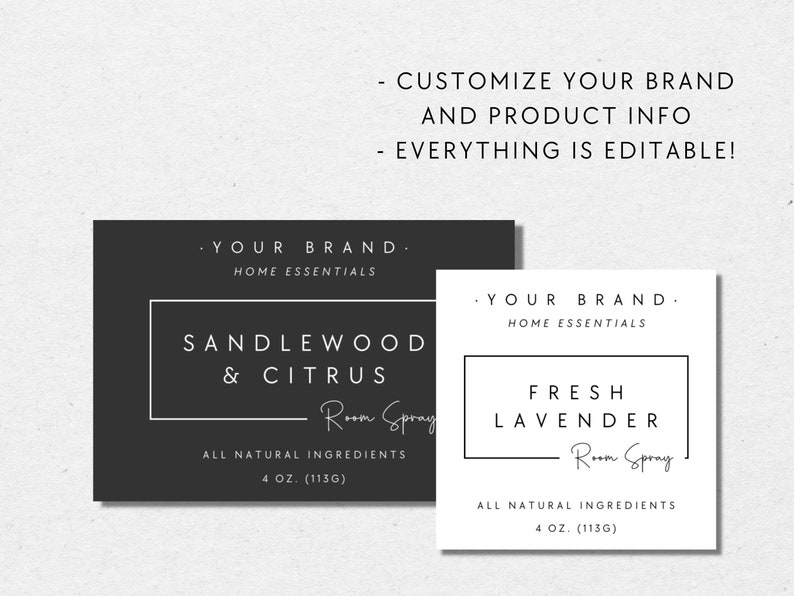 Editable Product Label Template Room Spray Label Template - Etsy